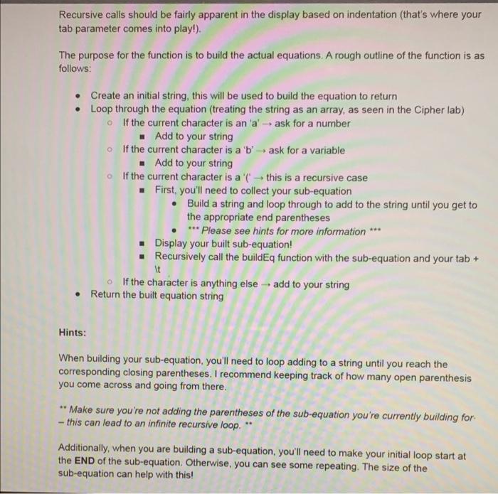 Solved Create a program that will recursively build an | Chegg.com