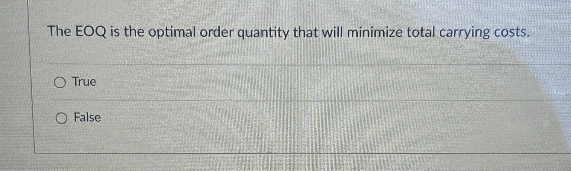 Solved The EOQ is the optimal order quantity that will | Chegg.com