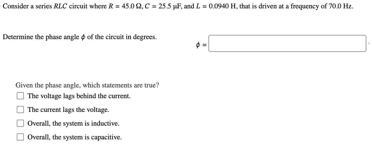Solved Consider a series RLC ﻿circuit where | Chegg.com