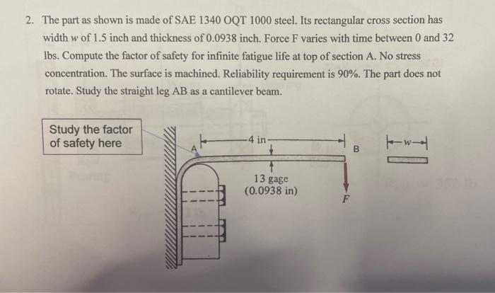 Solved 2. The part as shown is made of SAE 1340 OQT 1000 | Chegg.com