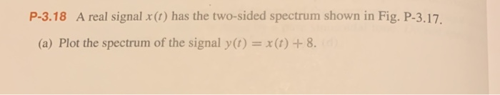 Solved P-3.18 A real signal x() has the two-sided spectrum | Chegg.com