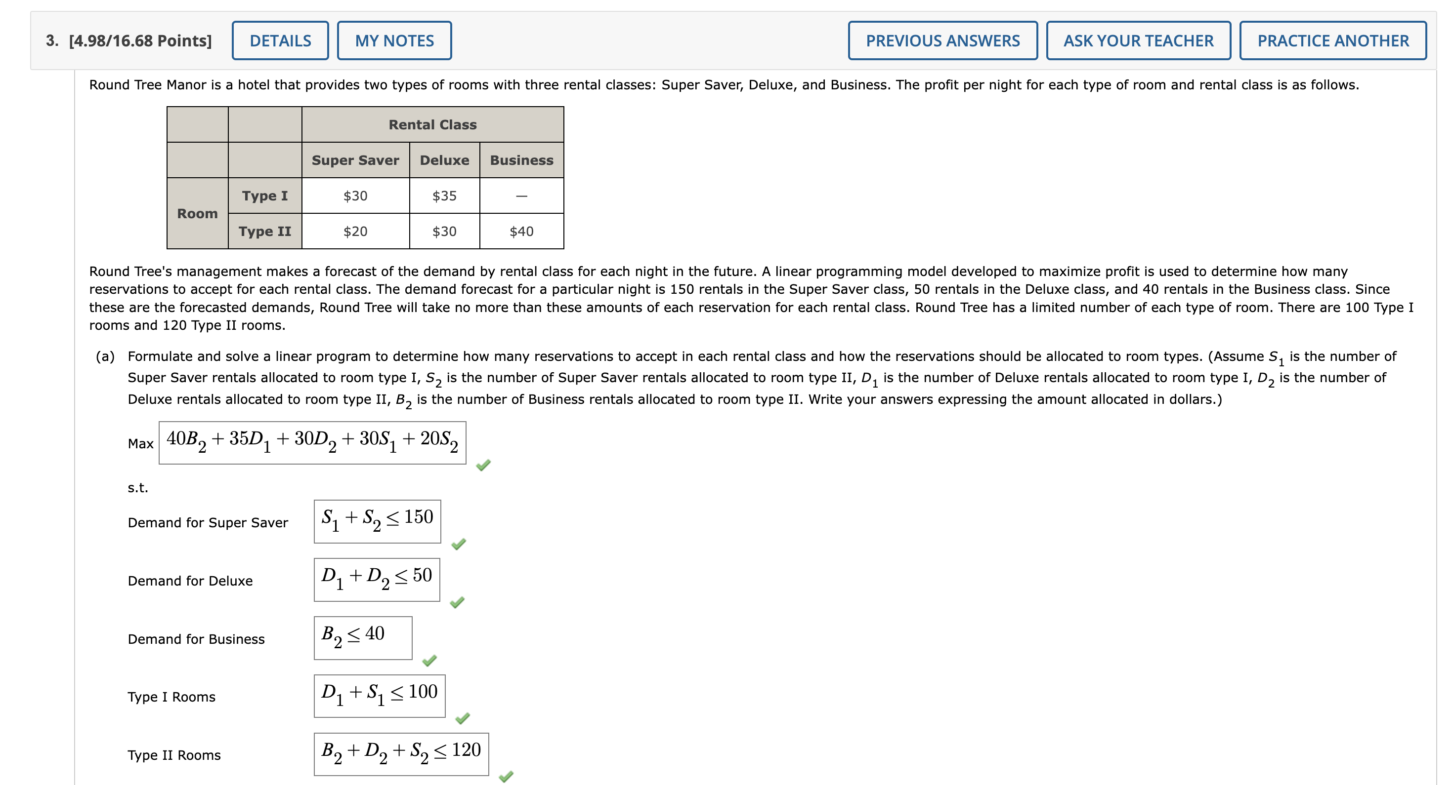 Solved [4.9816.68 ﻿Points]rooms and 120 ﻿Type II | Chegg.com