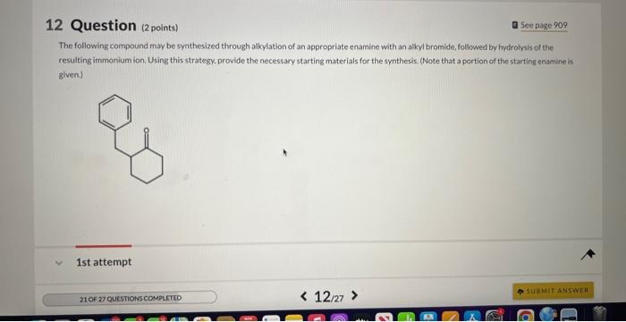 Solved 12 Question ( 2 points) a See page 909 The following | Chegg.com