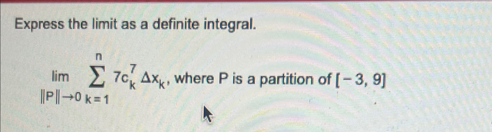 Solved Express the limit as a definite | Chegg.com