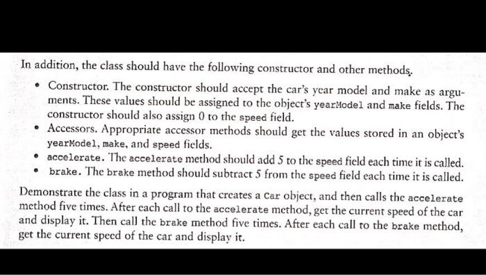 Solved 2. Car Class Write a class named car that has the | Chegg.com
