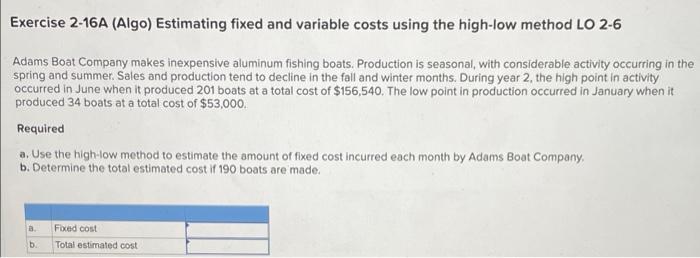 Solved Exercise 2-11A (Algo) Mixed cost at different levels | Chegg.com