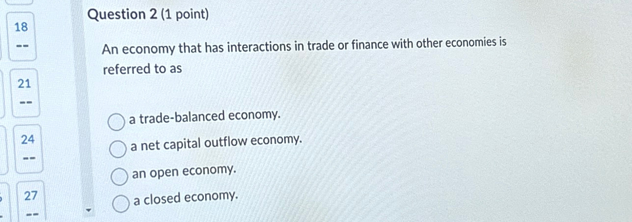 Solved Question 2 (1 ﻿point)An economy that has interactions | Chegg.com