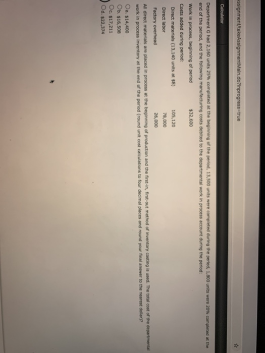 Solved Assignment/takeAssignmentMain.do?inprogress true | Chegg.com