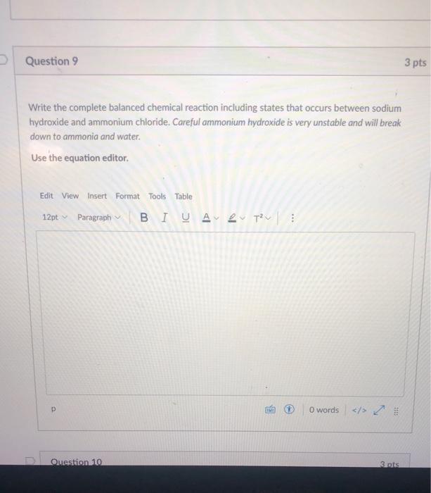 Solved Question 6 3 pts Write the complete balanced chemical | Chegg.com Solved Question 6 3 pts Write the complete balanced chemical | Chegg.com