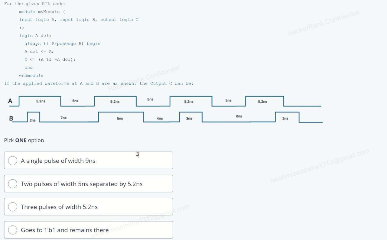 Solved For the given RTL code:```module myModule (input | Chegg.com