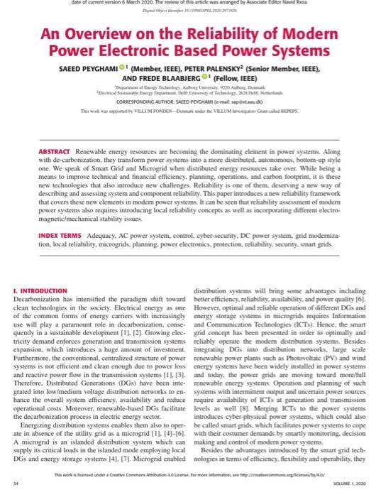 Solved An Overview on the Reliability of Modern Power | Chegg.com