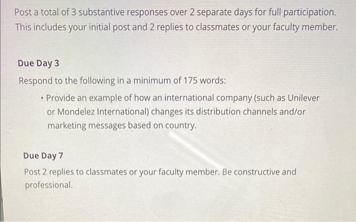 Solved Post a total of 3 substantive responses over 2 | Chegg.com
