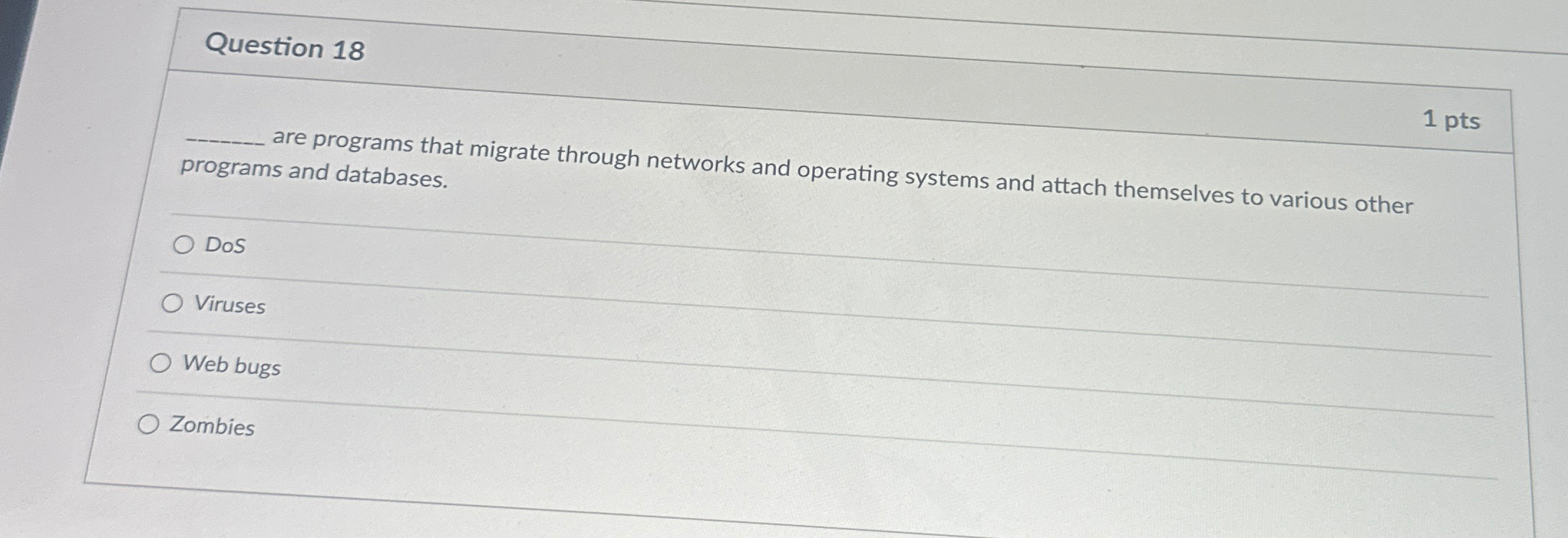Solved Question 181 ﻿ptsare programs that migrate through | Chegg.com