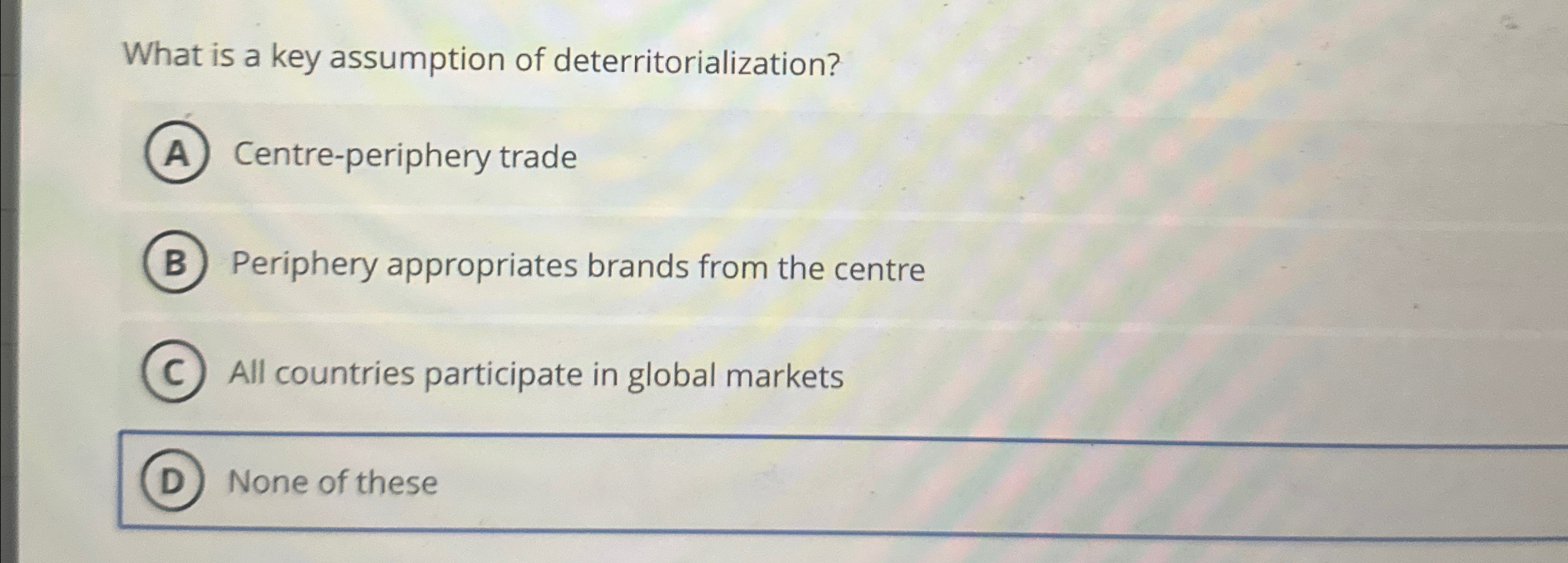 Solved What is a key assumption of | Chegg.com