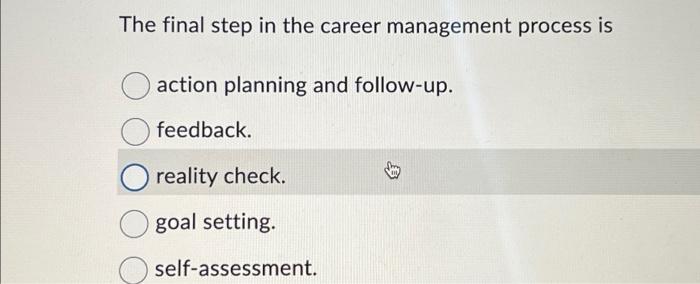 Solved The final step in the career management process is O | Chegg.com