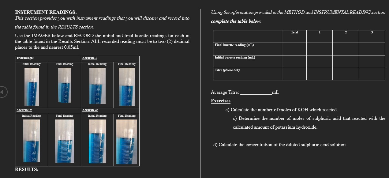 Solved INSTRUMENT READINGS:This section provides you with | Chegg.com