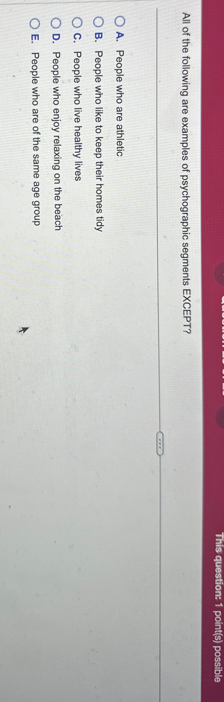 Solved This question: 1 ﻿point(s) ﻿possibleAll of the | Chegg.com