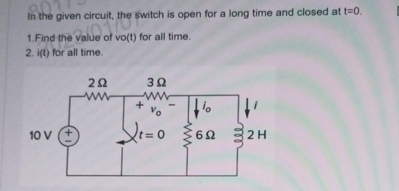 Solved In the given circuit, the switch is open for a long | Chegg.com