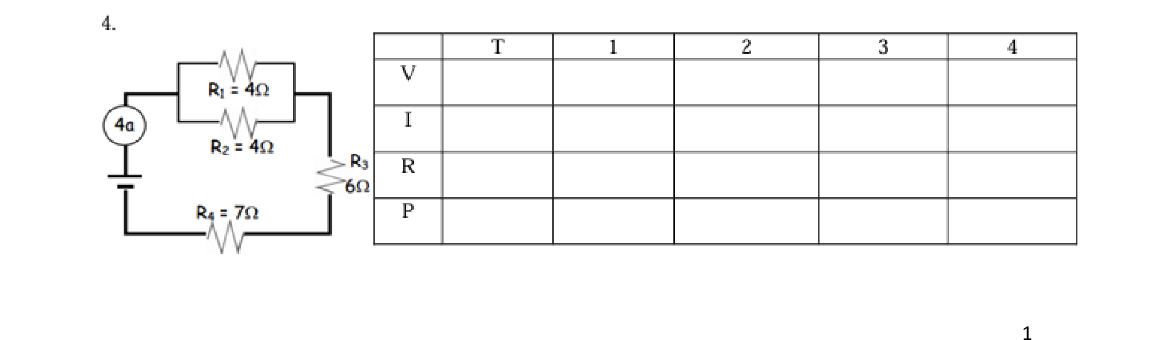 Solved Complete the chart for the circuit shown | Chegg.com