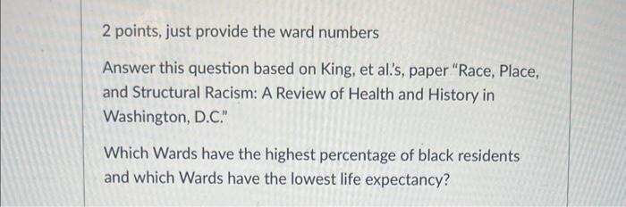 Solved 2 points, just provide the ward numbers Answer this | Chegg.com
