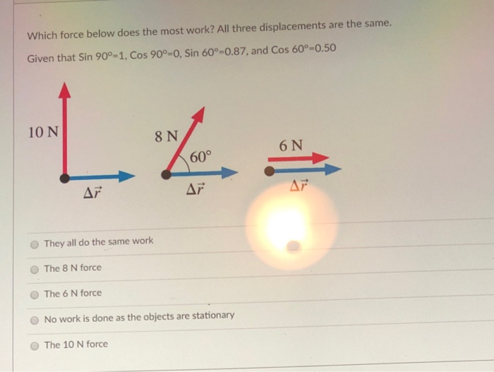 Solved Which force below does the most work? All three | Chegg.com