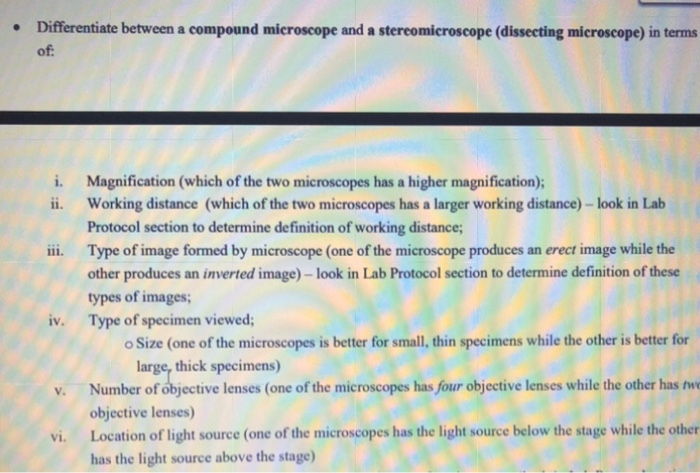 Differentiate between a compound microscope and a | Chegg.com