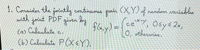 Solved 1. Consider the jointly continuous pair (X,Y) of | Chegg.com