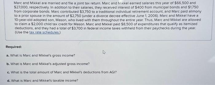 Solved Marc and Mikkel are married and file a joint tax | Chegg.com Solved Marc and Mikkel are married and file a joint tax | Chegg.com