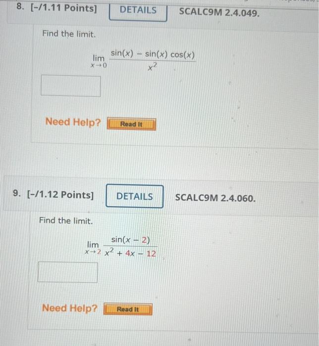 Solved Find the limit. limx→0x2sin(x)−sin(x)cos(x) 1.12 | Chegg.com