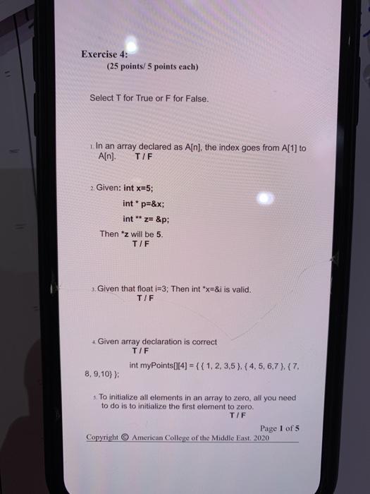 Solved 1 Exercise 1 25 Points Write A C Program That 4551