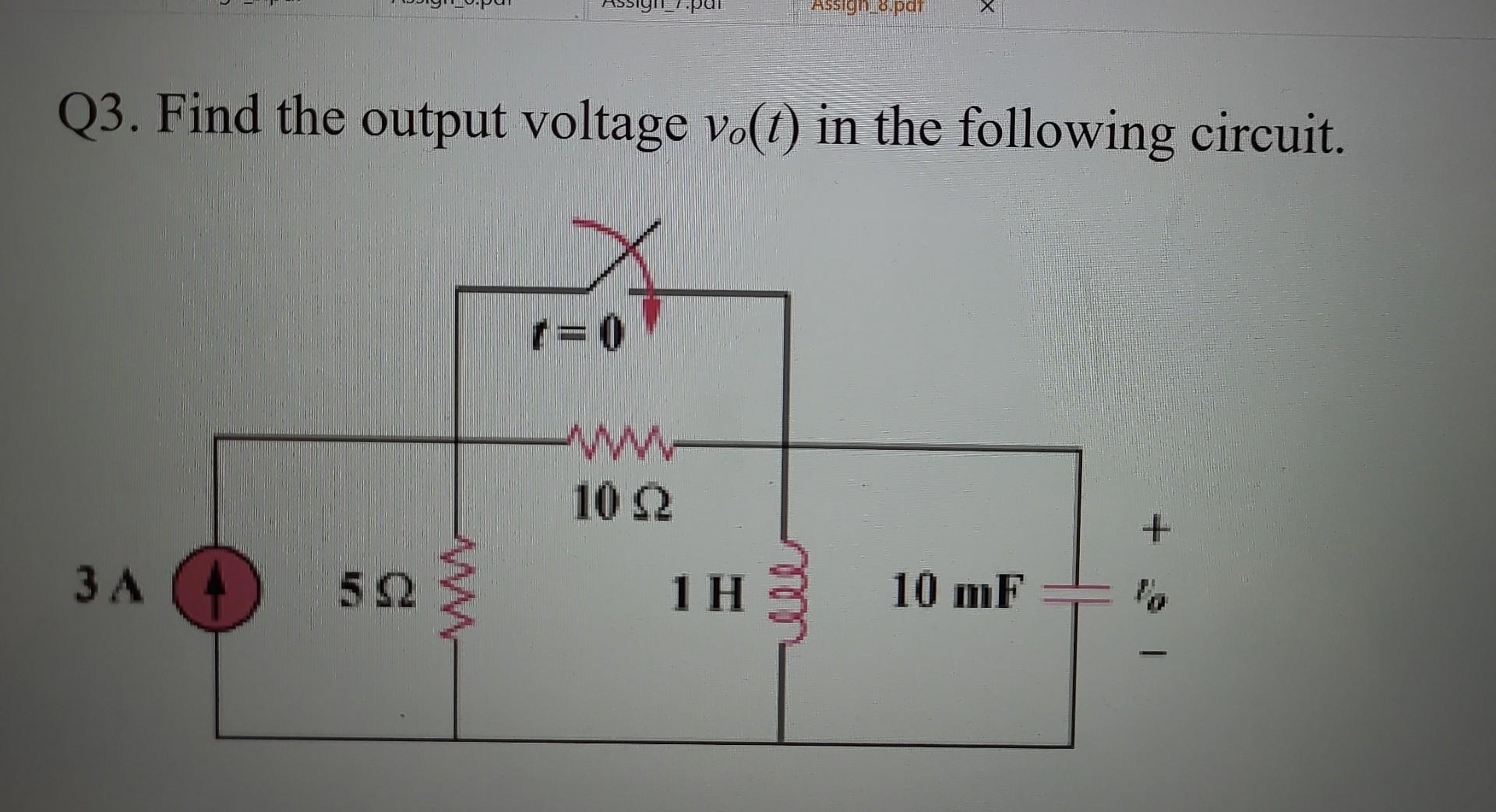 Solved Q3. Find the output voltage vo(t) in the following | Chegg.com
