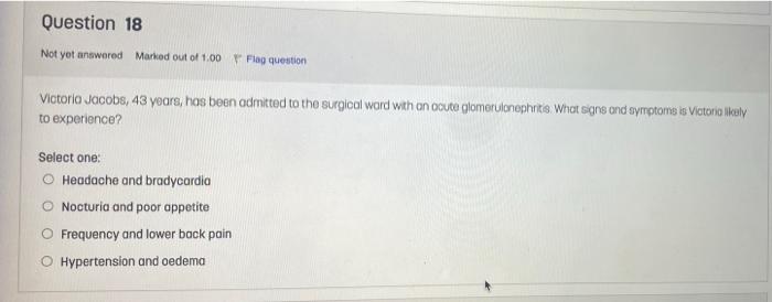 Solved Question 18 Not yet answered Marked out of 1.00 Flag | Chegg.com