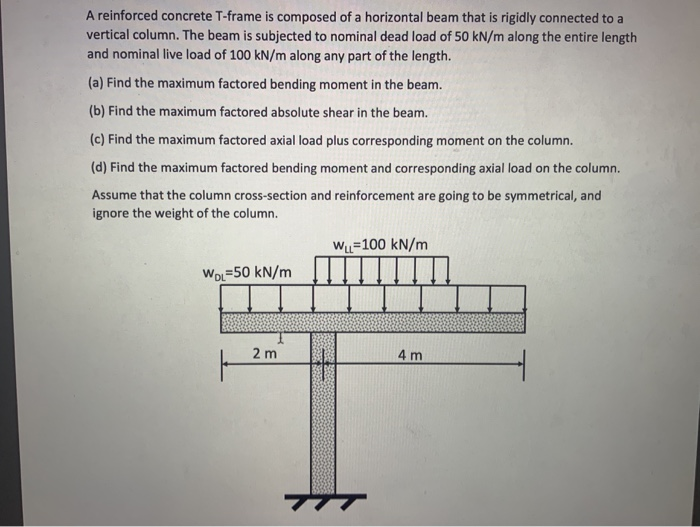 A reinforced concrete T-frame is composed of a | Chegg.com