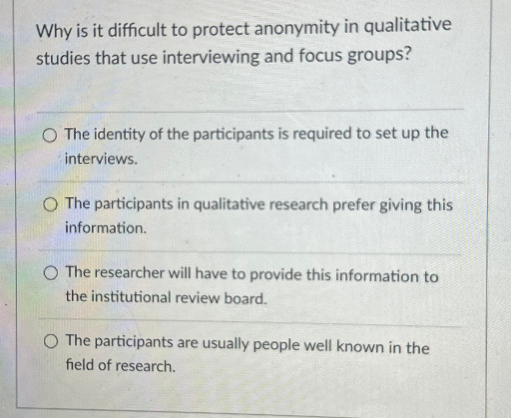 Solved Why is it difficult to protect anonymity in | Chegg.com