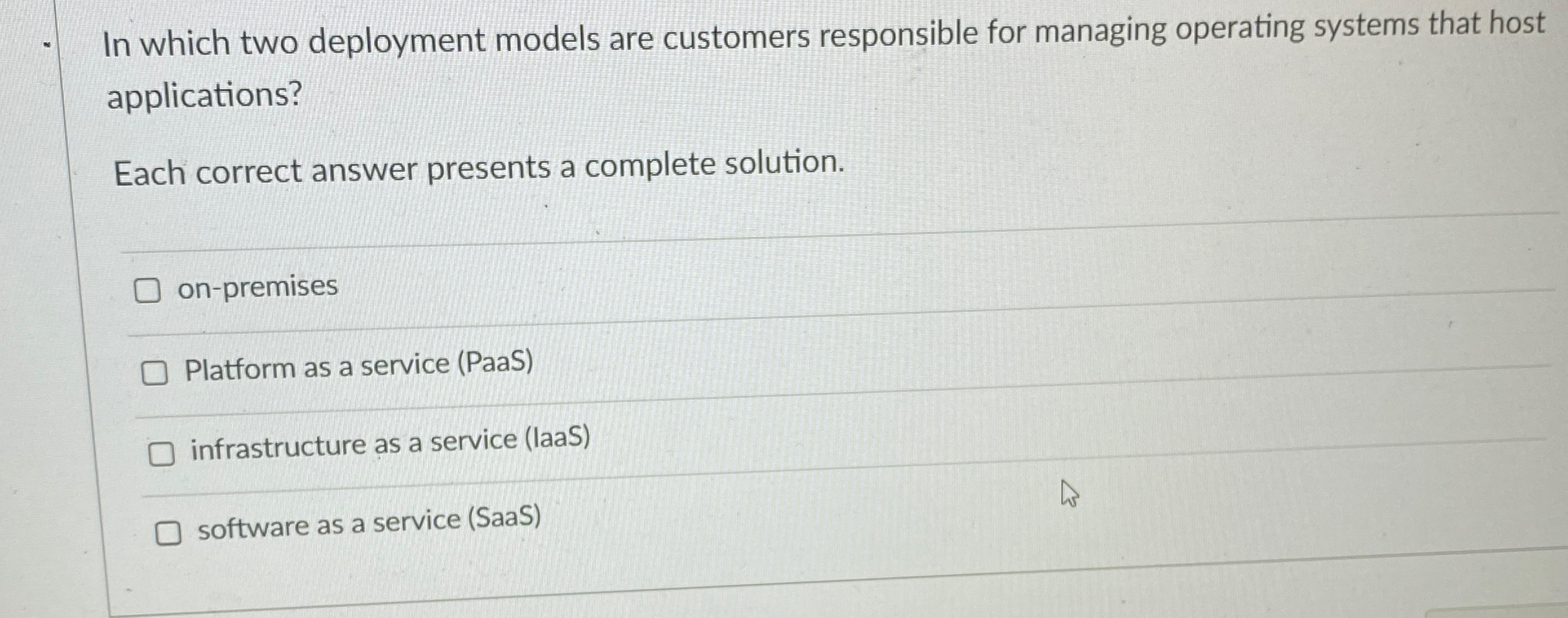 Solved In which two deployment models are customers | Chegg.com