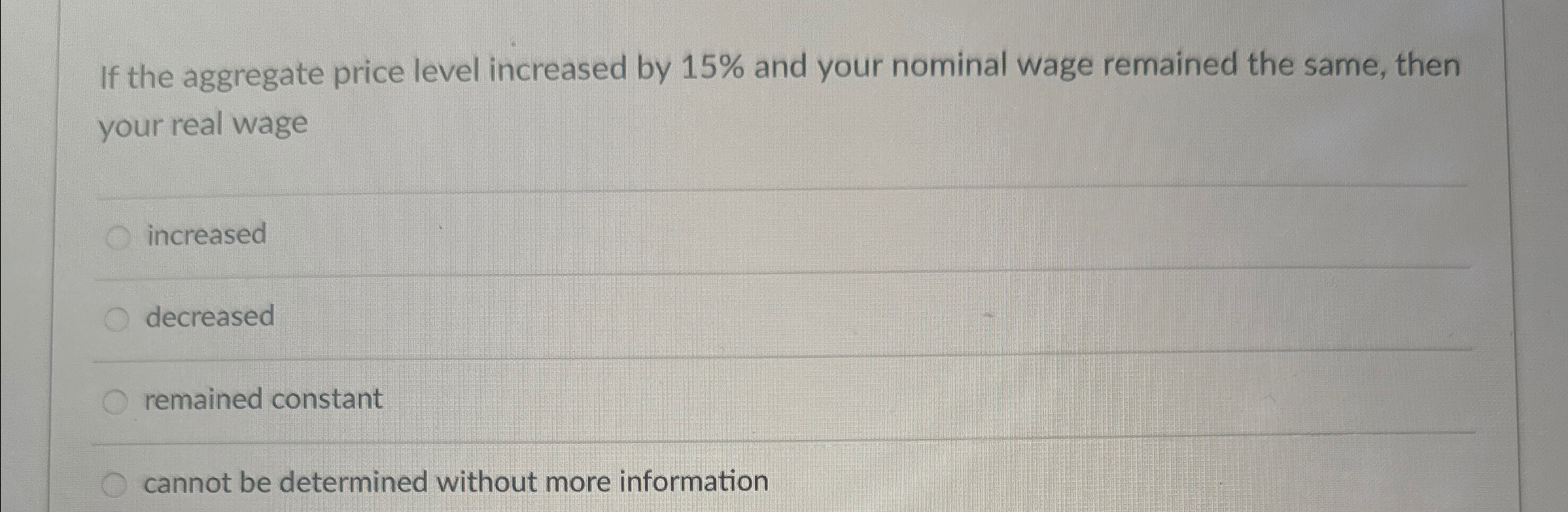 Solved If the aggregate price level increased by 15% ﻿and | Chegg.com