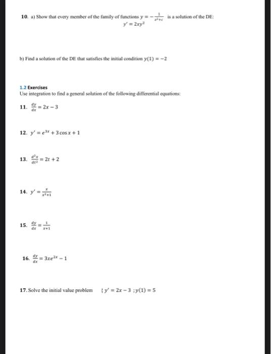 Solved 1 1 Exercises State The Order Of The Given Ordinary