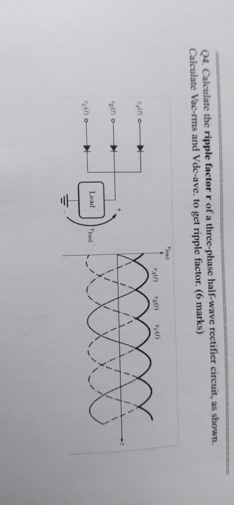 Solved Q4. Calculate the ripple factor r of a three-phase | Chegg.com