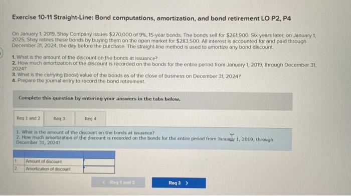 Solved Exercise 10-11 Straight-Line: Bond computations, | Chegg.com