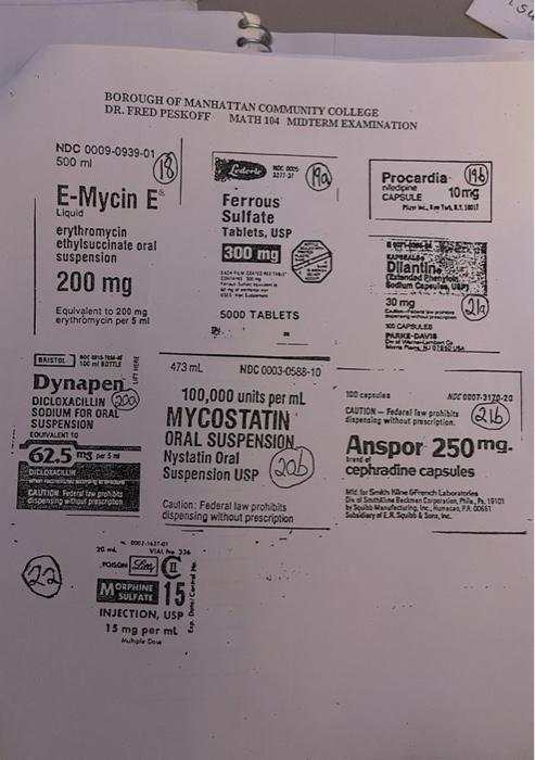 Solved 18. Order: "E-Myoin E 400mg. bid po." Give _ | Chegg.com