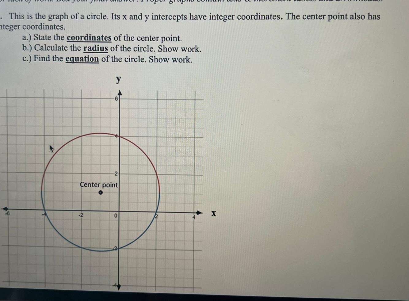 Solved This is the graph of a circle. Its x and y intercepts | Chegg.com