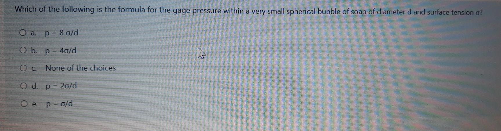 Solved Which of the following is the formula for the gage | Chegg.com