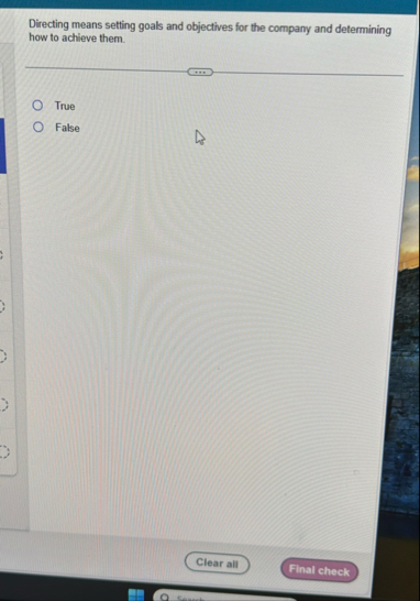 Solved Directing means setting goals and objectives for the | Chegg.com