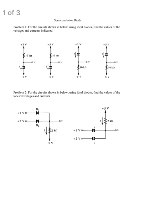 Solved 1 of 3 Semiconductor Diode Problem 1: For the | Chegg.com