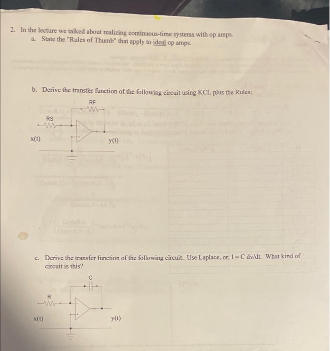 Solved 2. In the lecture we talked about realizing | Chegg.com