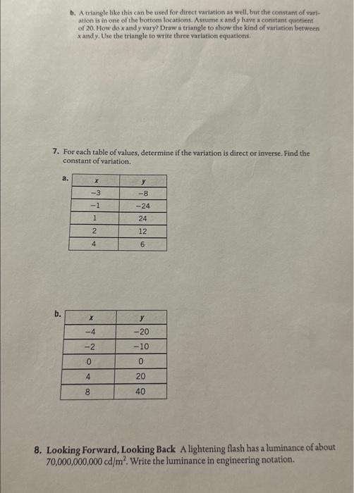 Solved 7. For each table of values, determine if the | Chegg.com