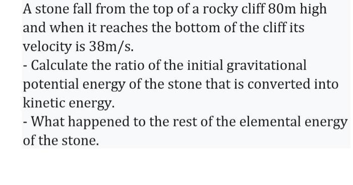 Solved A stone fall from the top of a rocky cliff 80 m high | Chegg.com