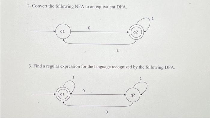Solved 2. Convert the following NFA to an equivalent DFA. q1 | Chegg.com
