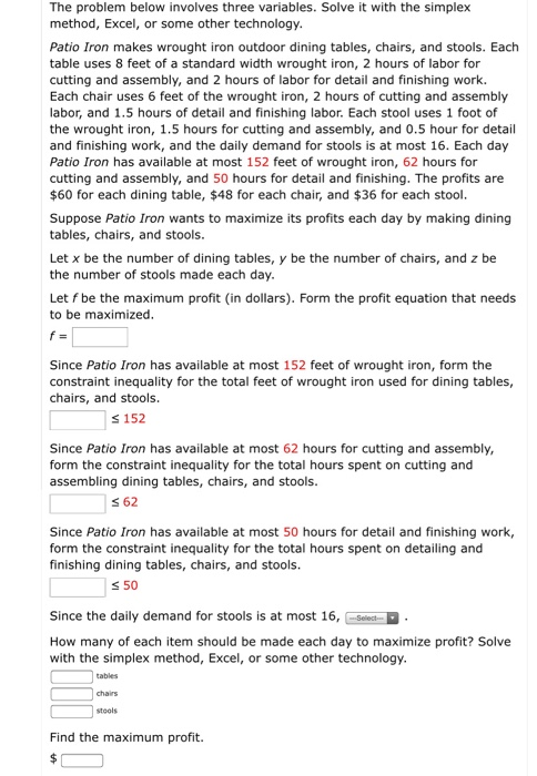 Solved The problem below involves three variables. Solve it | Chegg.com