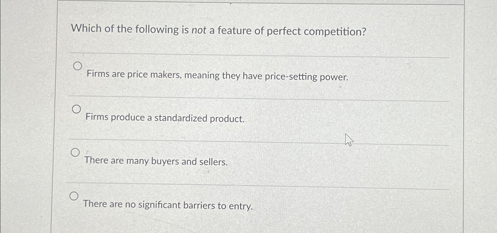 Solved Which of the following is not a feature of perfect | Chegg.com